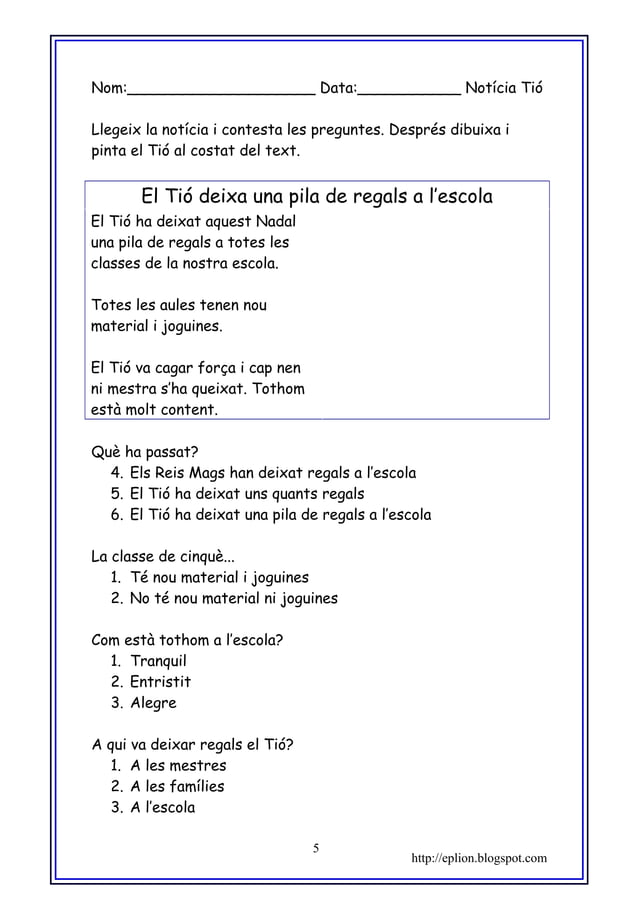 Comprensió lectora de 2n eplion | PDF