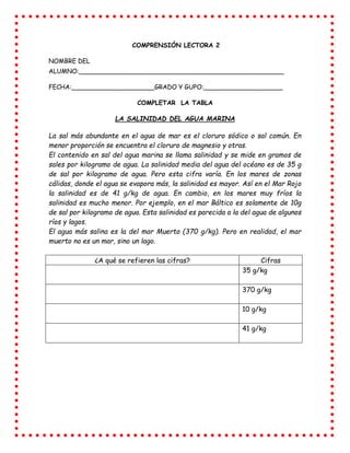 Comprensión lectora 1 | DOCX