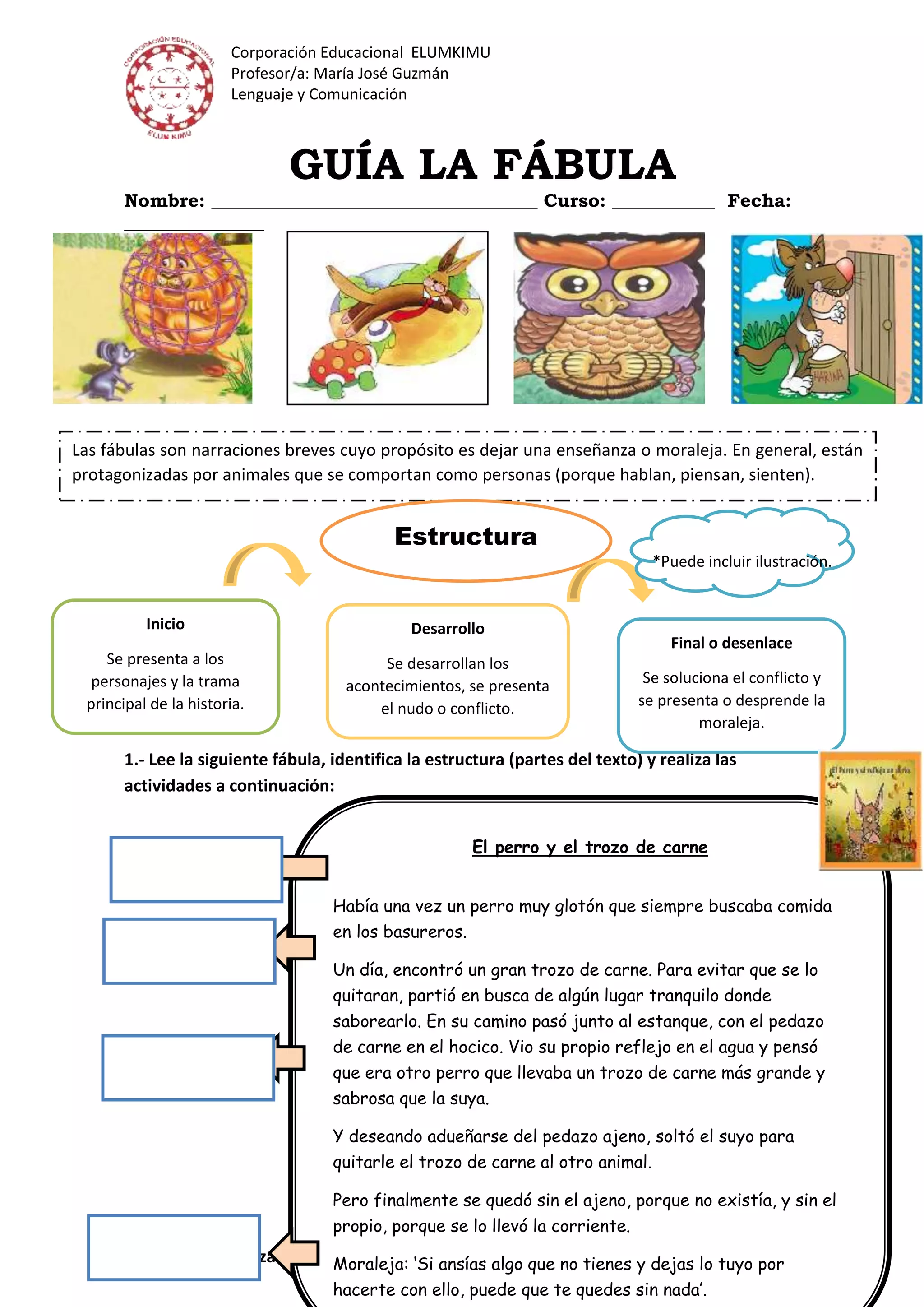 COMPRENSIÓN LECTORA 4TO LA FABULA.doc