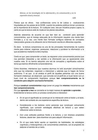Comprensión lectora primera reflexión | PDF