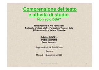 Comprensione del testo e attività di studio, emilia romagna, Eulogos ...