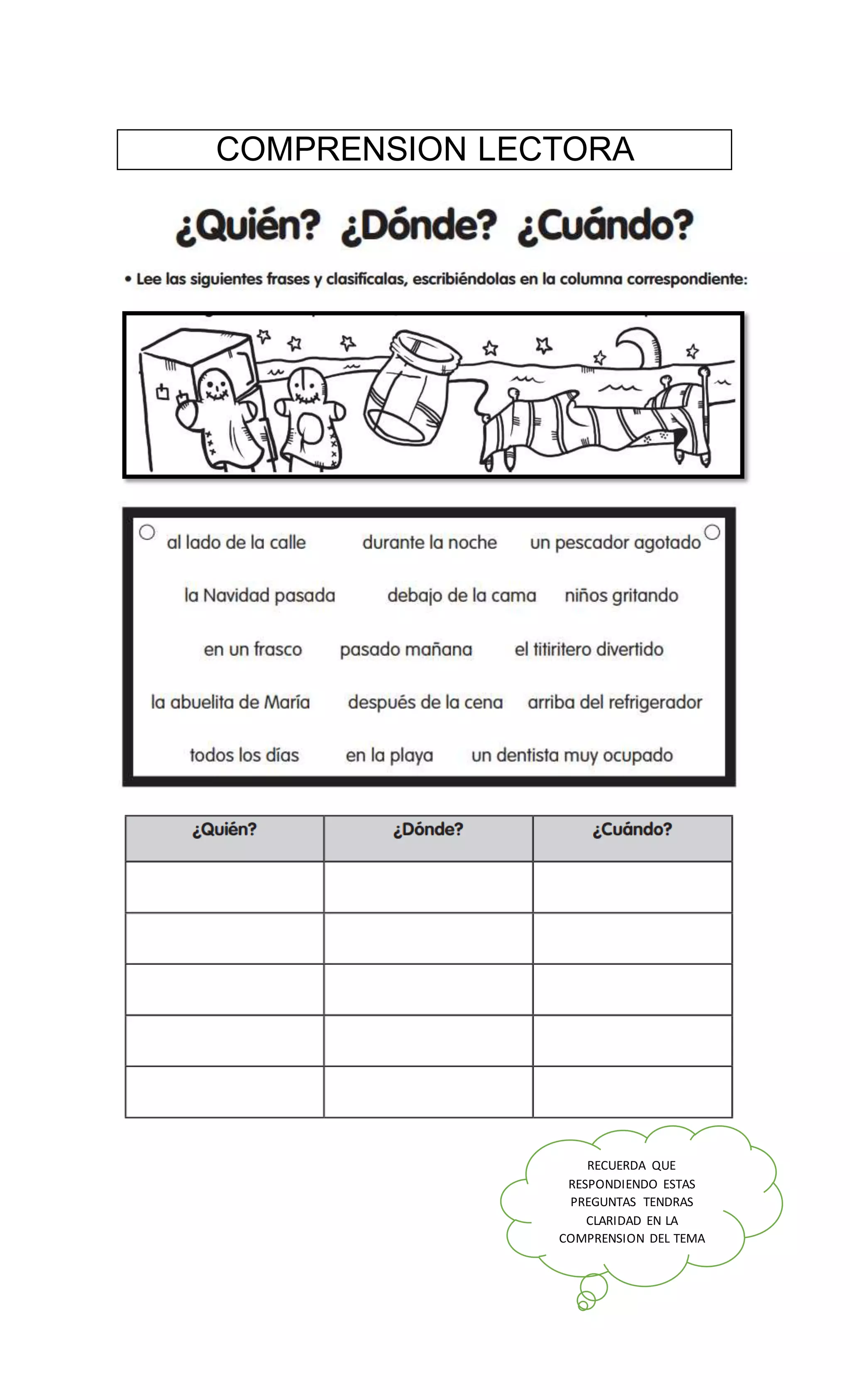 Comprension lectora | DOCX
