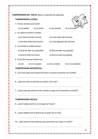 COMPRENSION LECTORA ESCUELA PRIMARIA DE MENORES | DOCX