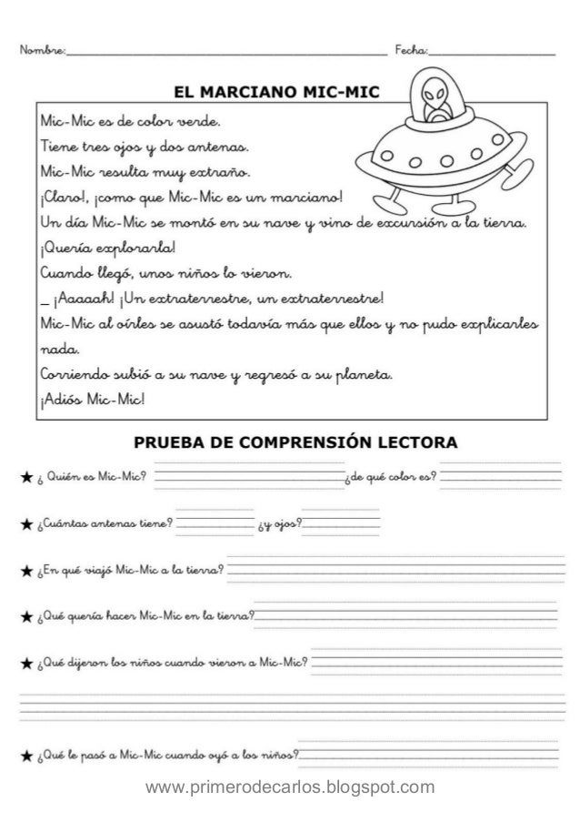 Comprensión lectora 1° y 2°