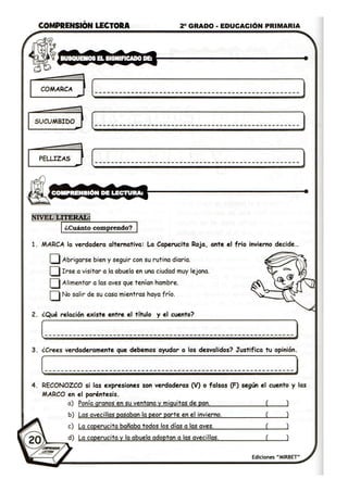 Comprension lectora 2° grado | PDF