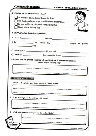 Comprension lectora 2° grado | PDF