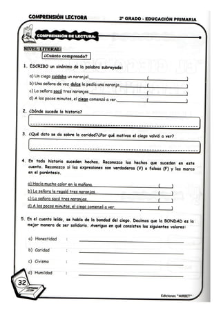Comprension lectora 2° grado | PDF