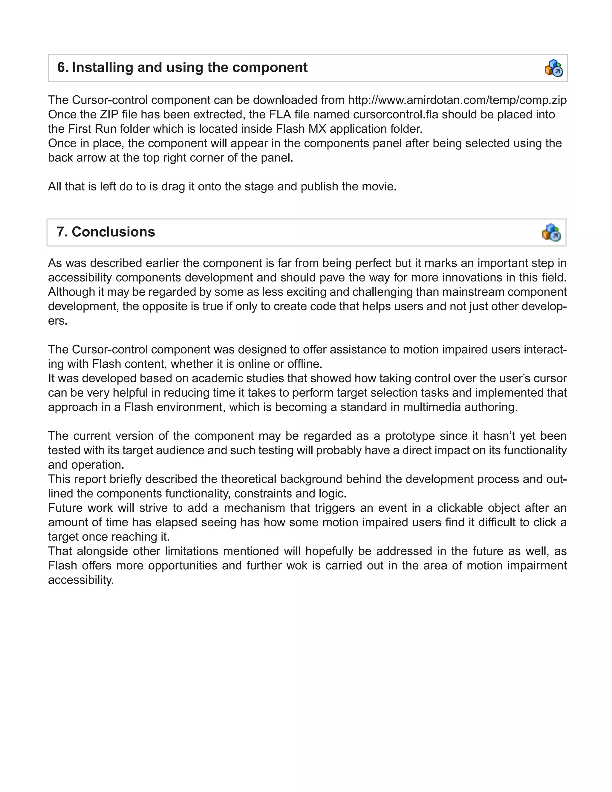 Project report (2003) - Using Flash MX Cursor-control component to enhance computer interaction ...