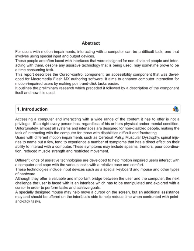 Project report (2003) - Using Flash MX Cursor-control component to enhance computer interaction ...