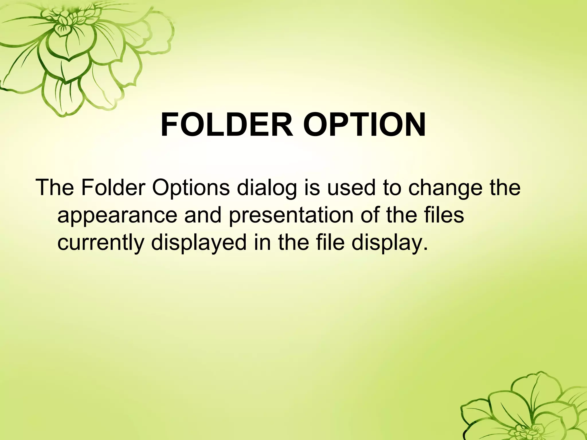 FILE TYPE/RUN/ FOLDER OPTION | PPT
