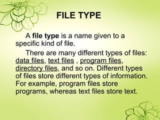 FILE TYPE/RUN/ FOLDER OPTION | PPT