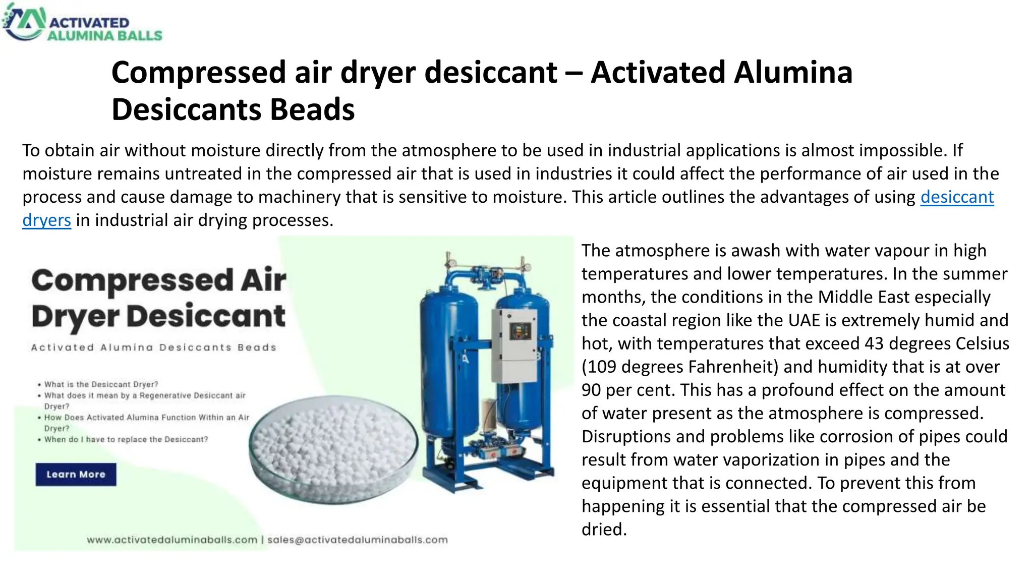 Compressed air dryer desiccant - Activated Alumina Desiccants Beads.pptx