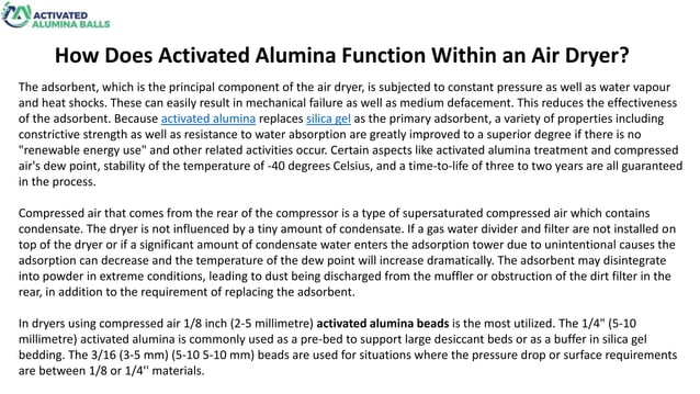 Compressed air dryer desiccant - Activated Alumina Desiccants Beads ...