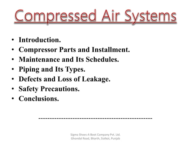 Compressed air systems | PPTX | Auto Repair | Automotive