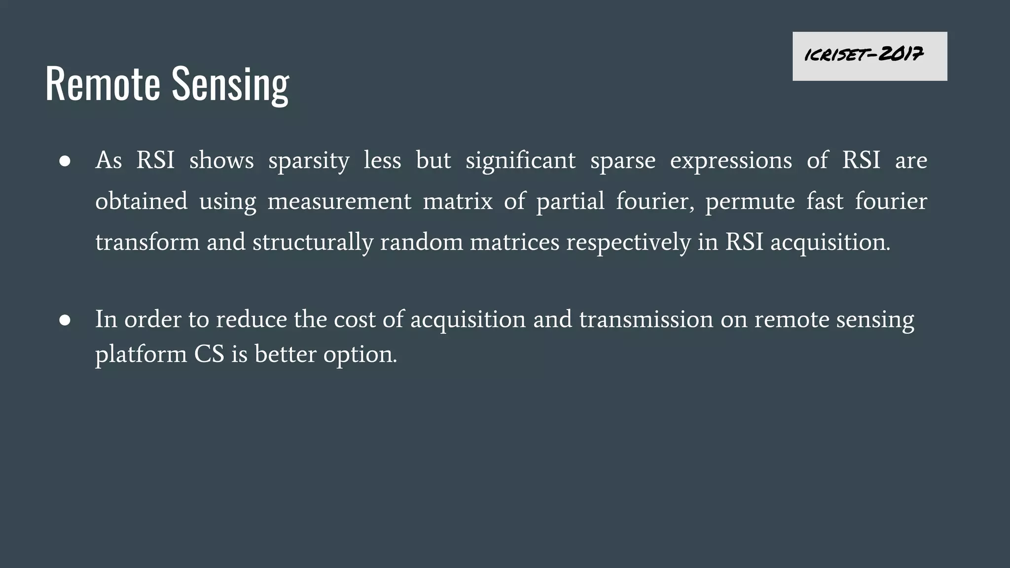 Compressed sensing applications in image processing & communication (1 ...