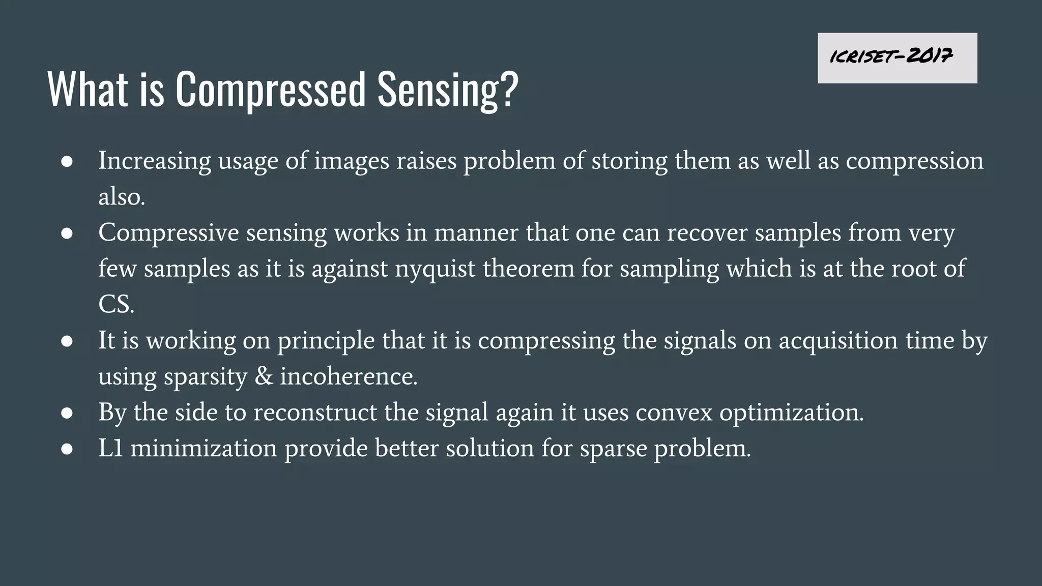 Compressed sensing applications in image processing & communication (1) | PPTX