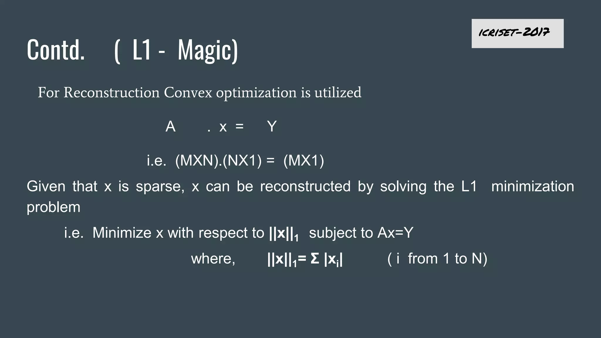 Compressed sensing applications in image processing & communication (1) | PPTX