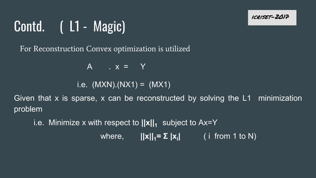 Compressed sensing applications in image processing & communication (1 ...