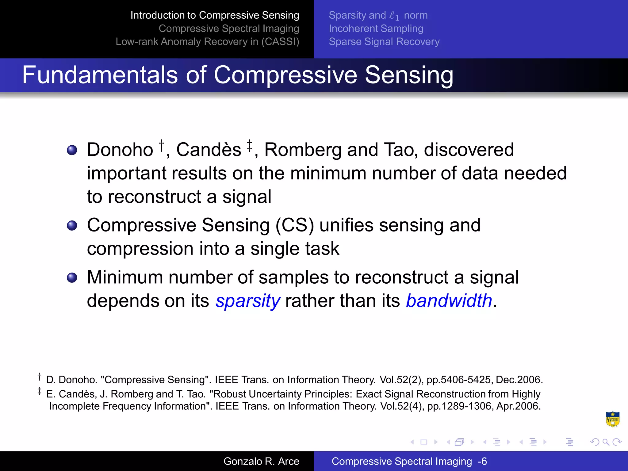 Compressed Sensing In Spectral Imaging | PDF