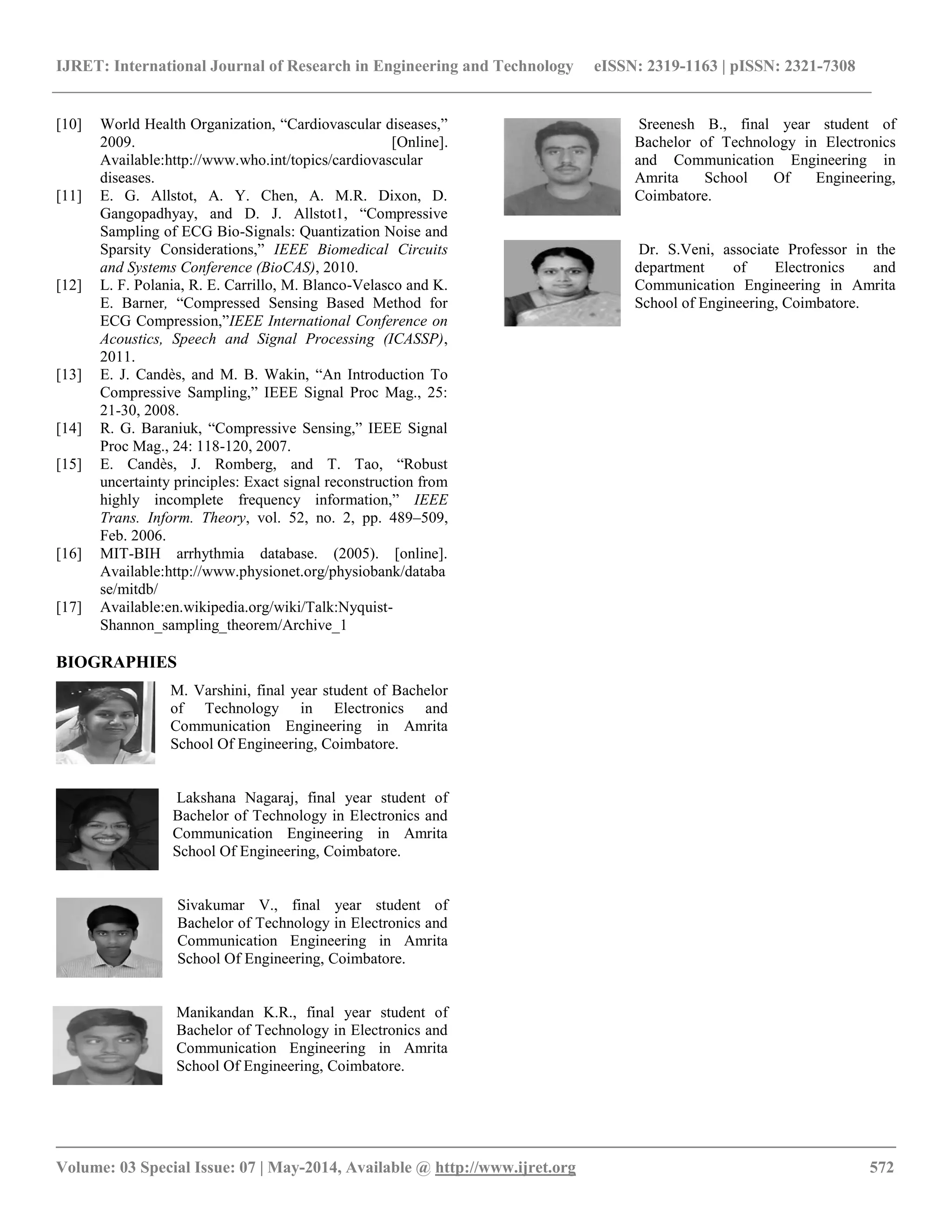 Compressed sensing system for efficient ecg signal | PDF