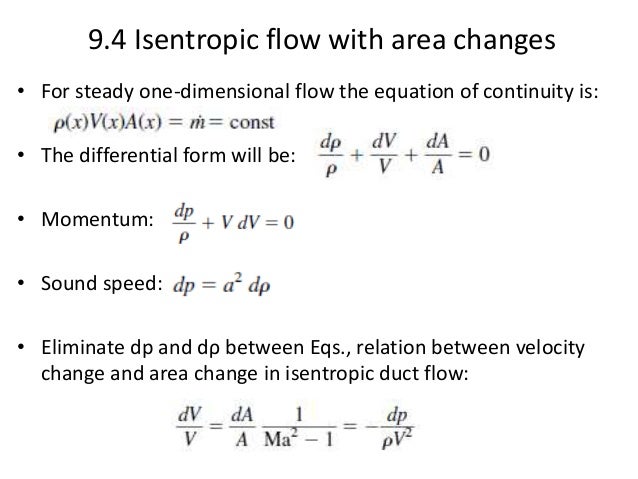 Compressible flows in fluid mechanics in chemical engineering