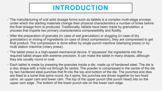 TABLET COMPRESSION | PPTX | Pharmaceutical Drugs | Medical Health