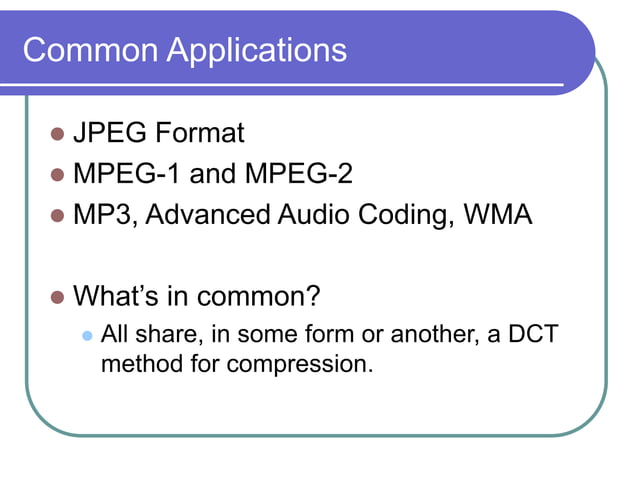 Discrete Cosine Transform And Digital Image Compressionppt Computing