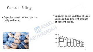 Tableting/Capsule Filling Mechanisms in Pharmaceutical Industries | PPTX | Physics | Science