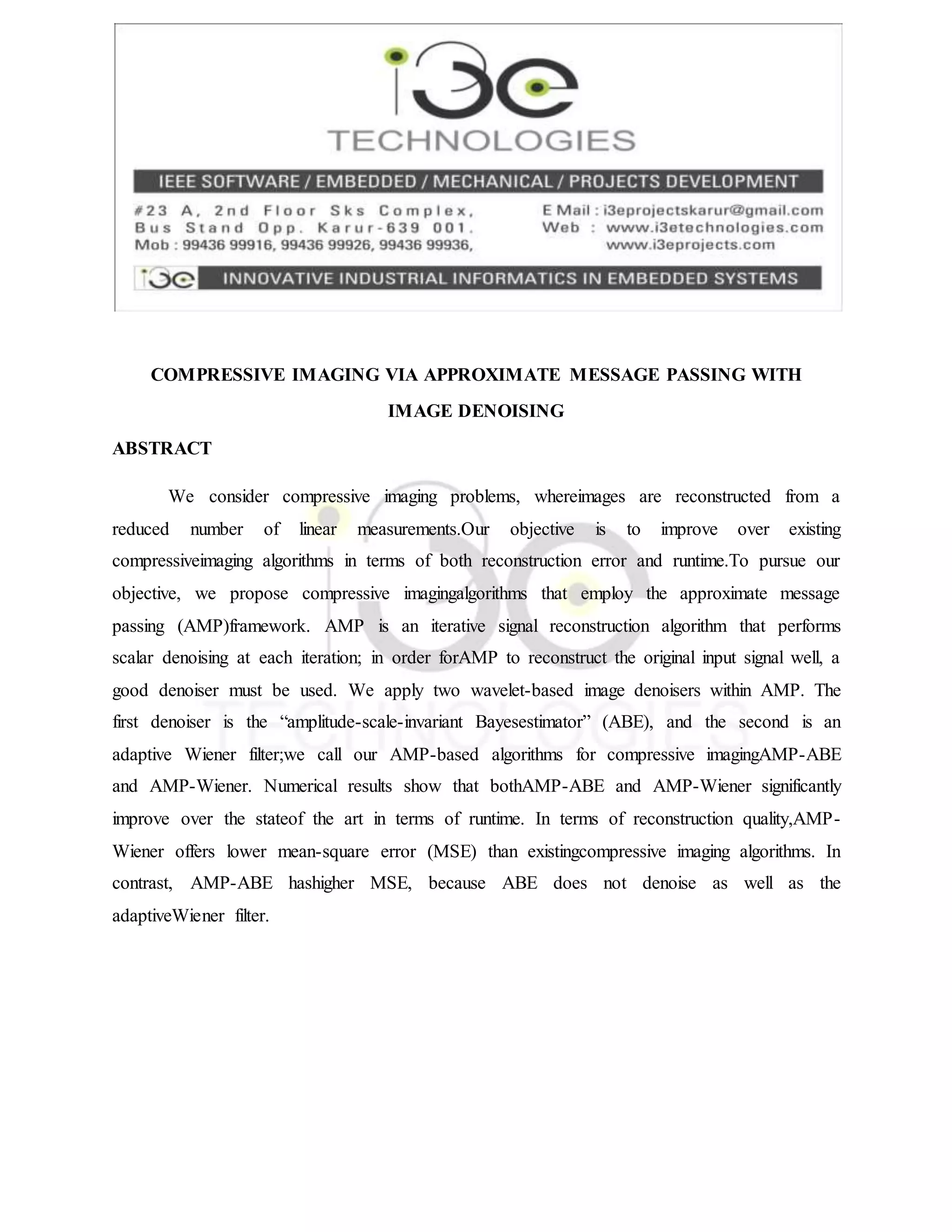 Compressive imaging via approximate message passing with image denoising | PDF