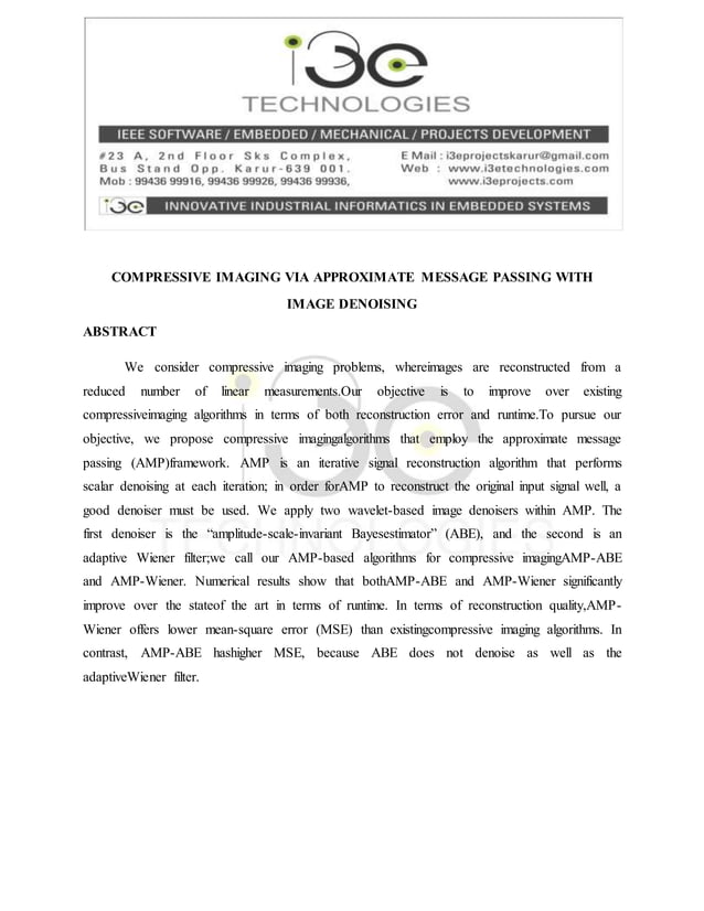 Compressive imaging via approximate message passing with image denoising | PDF