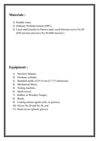 Compressive Strength of Hydraulic Cement Mortar | Jameel Academy | PDF