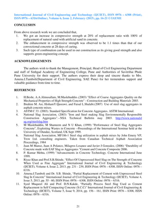 COMPRESSIVE STRENGTH OF STEEL SLAG AGGREGATE AND ARTIFICIAL SAND IN ...