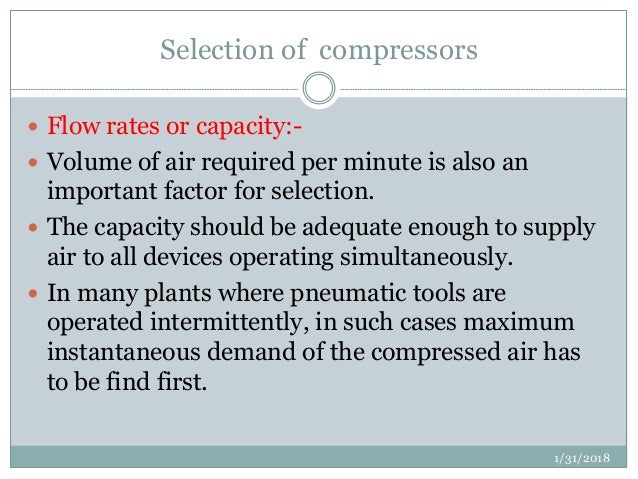 CLASSIFICATION OF COMPRESSORS