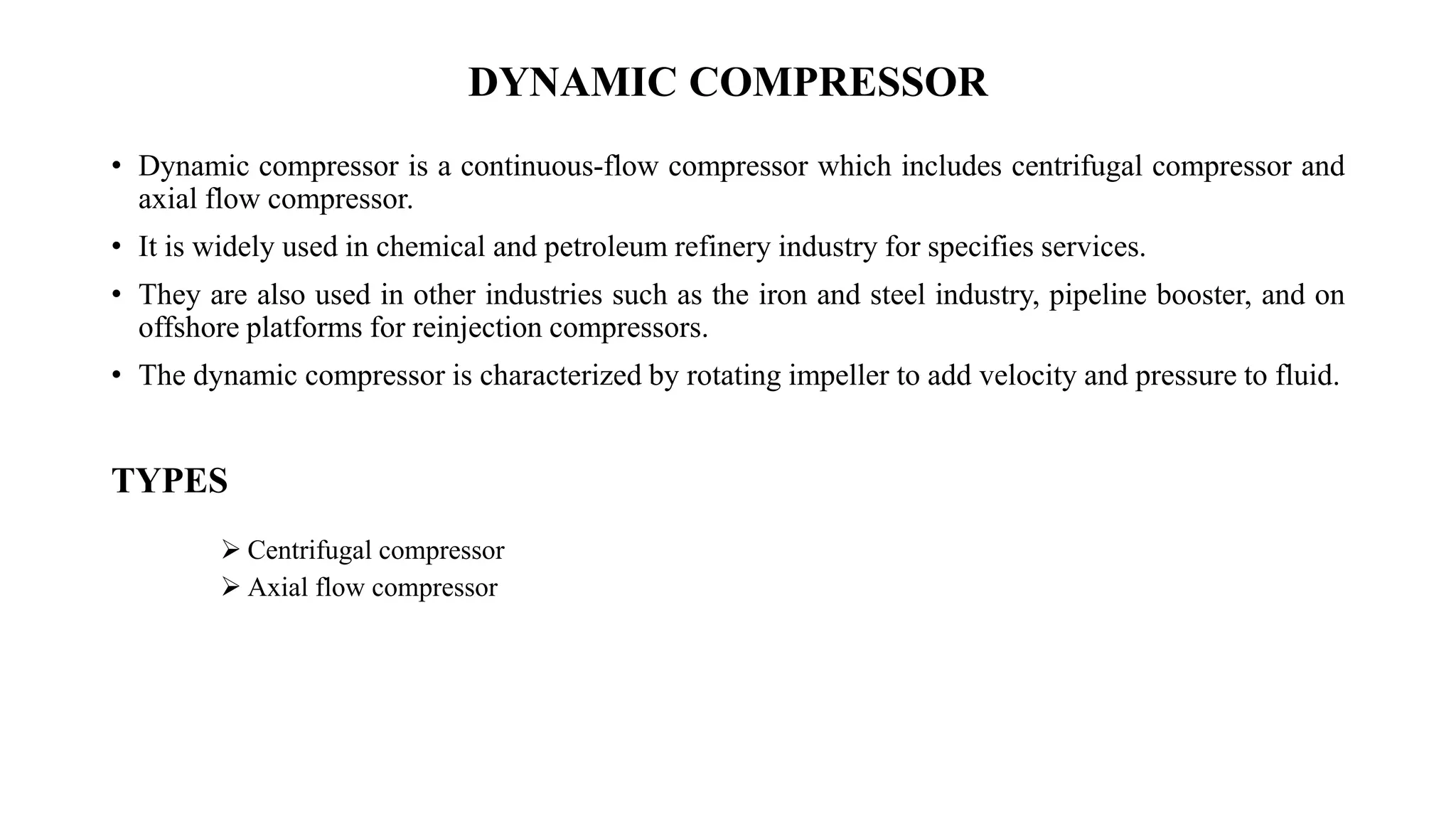 Types of compressor and application in oil and gas industry | PDF