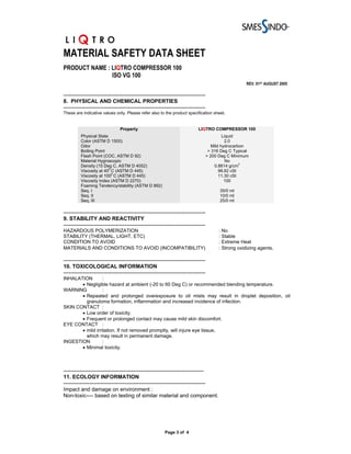 Compressor ISO VG 100 (Material Safety Data Sheet) | PDF