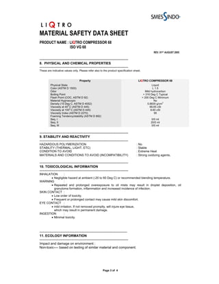 Compressor ISO VG 68 (Material Safety Data Sheet) | PDF