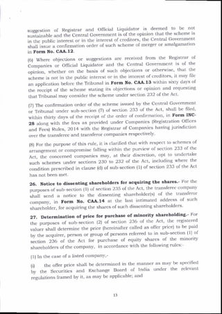 Companies (Compromises, Arrangements, and Amalgamations) Rules, 2016 | PDF