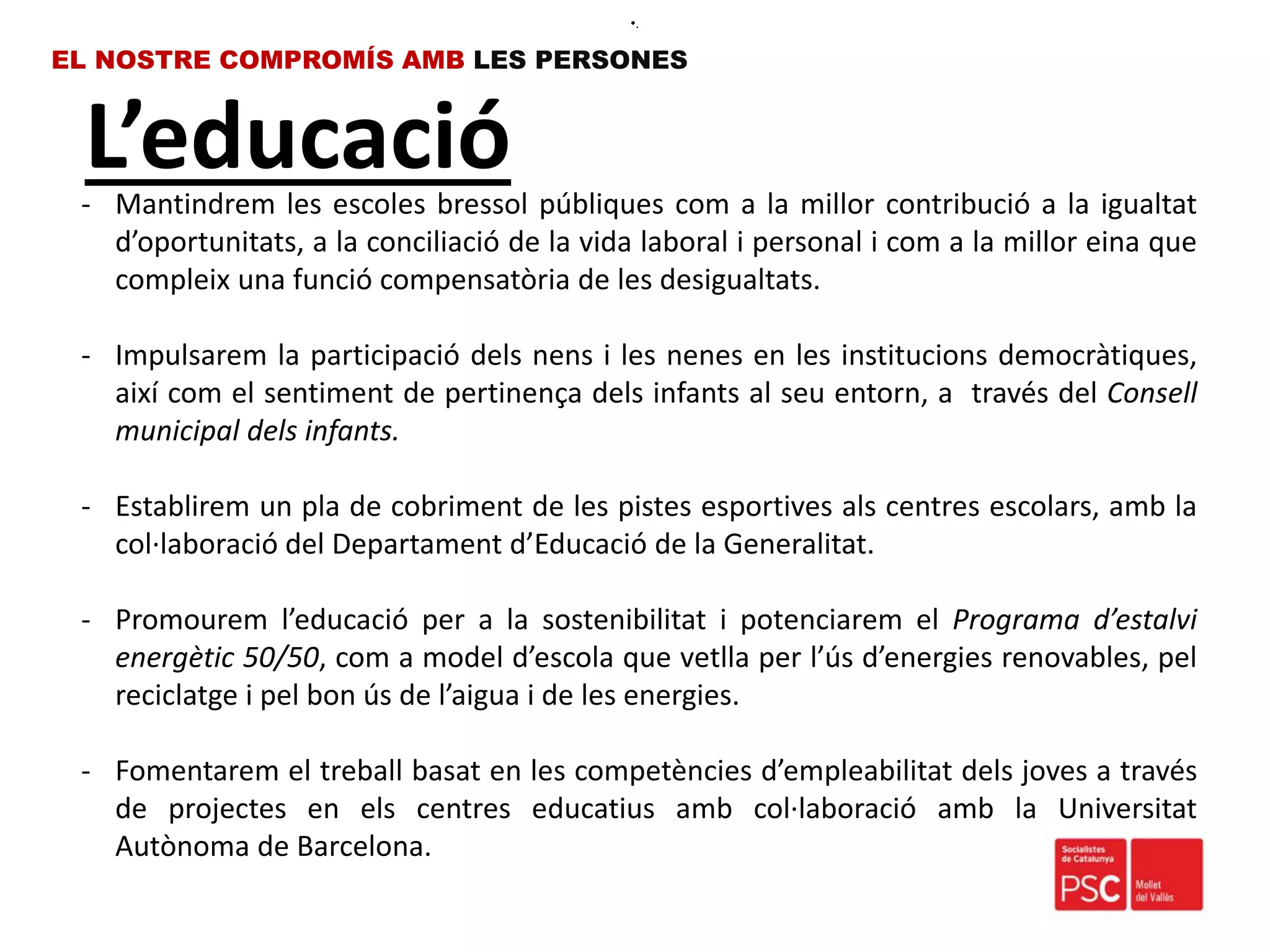 Compromisos psc mollet_educació | PPT