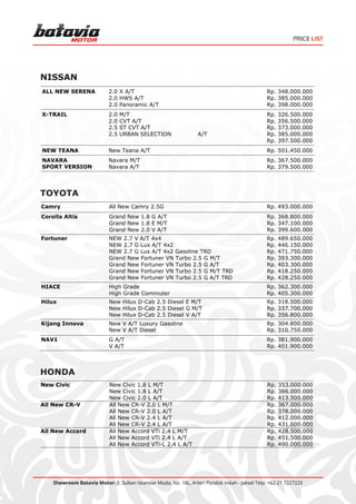 Batavia Motor Company Profile | PDF