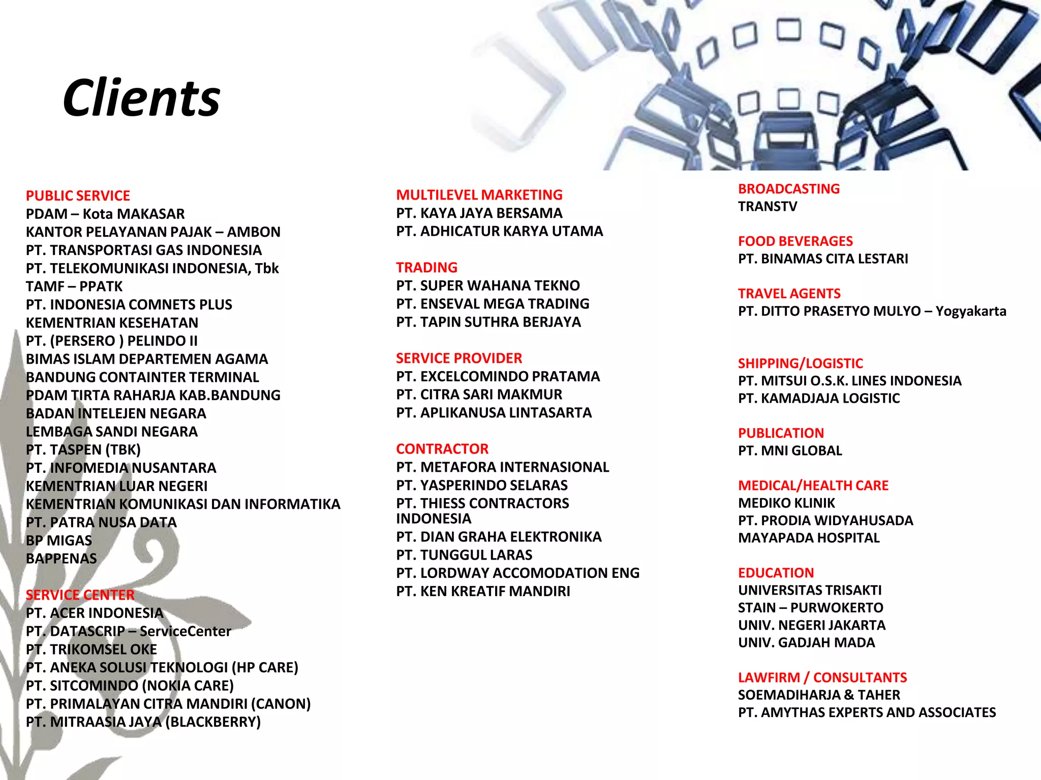 Company Profile PT DAYA CIPTA MANDIRI SOLUSI 2014 | PPTX