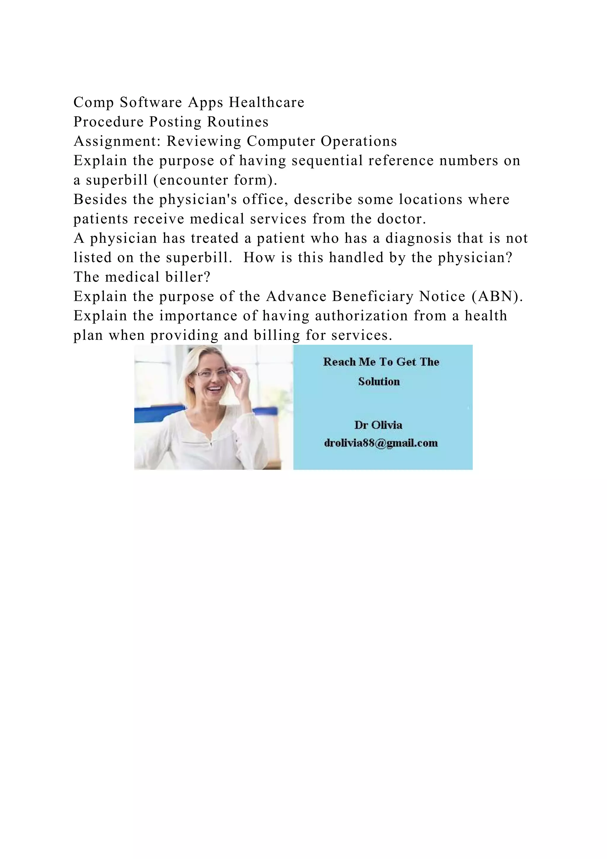 Comp Software Apps HealthcareProcedure Posting RoutinesAssignmen.docx