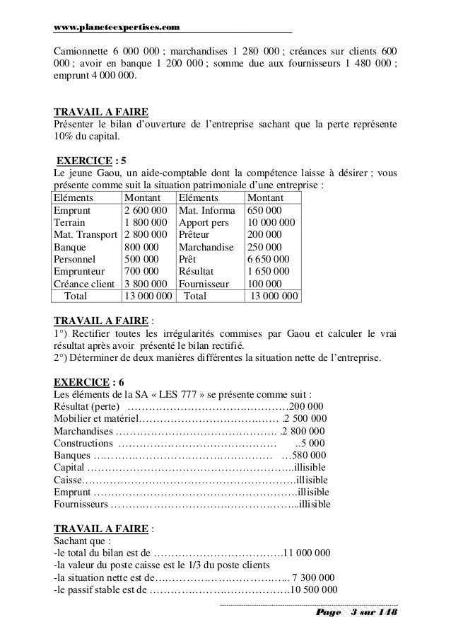 la comptabilité les operations courantes exercices de la facture