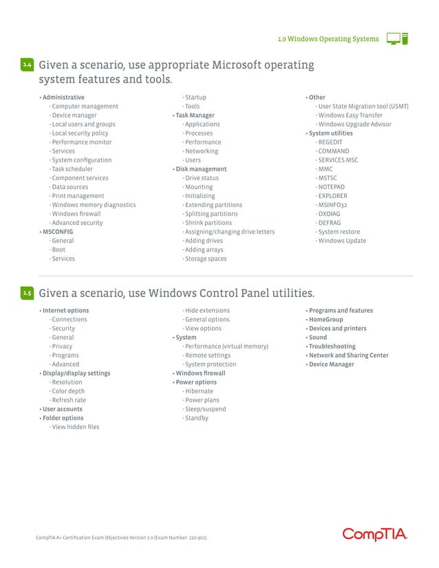 Comptia a-220-902-exam-objectives | PDF