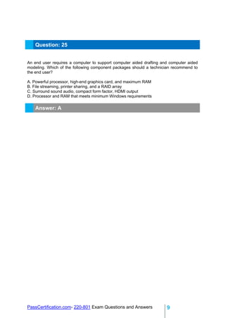 Comp tia 220 801exam | PDF | Computer Peripherals | Computing