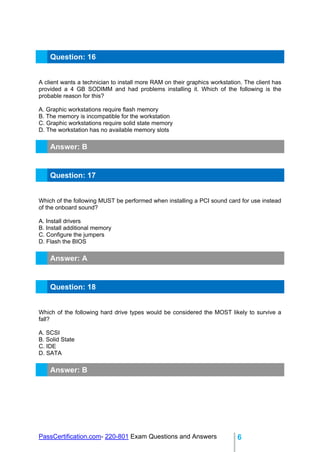 Comp tia 220 801exam | PDF | Computer Peripherals | Computing