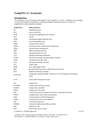 Comp tia A+(220 802)objectives | PDF
