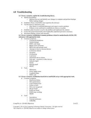 Comp tia A+(220 802)objectives | PDF