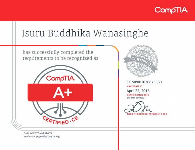 CompTIA A+ ce certificate | PPT