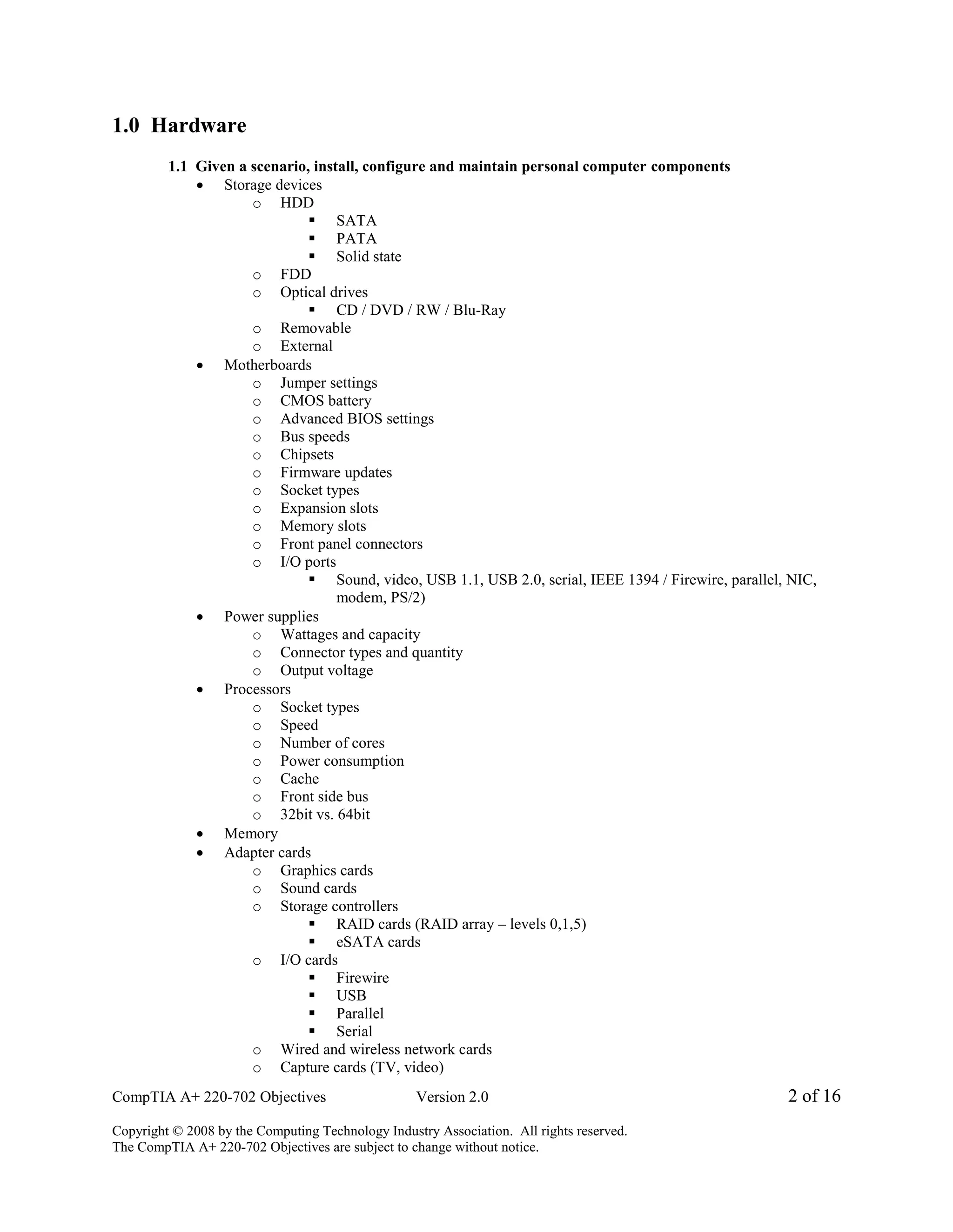 CompTIA A+ practical objectives | PDF