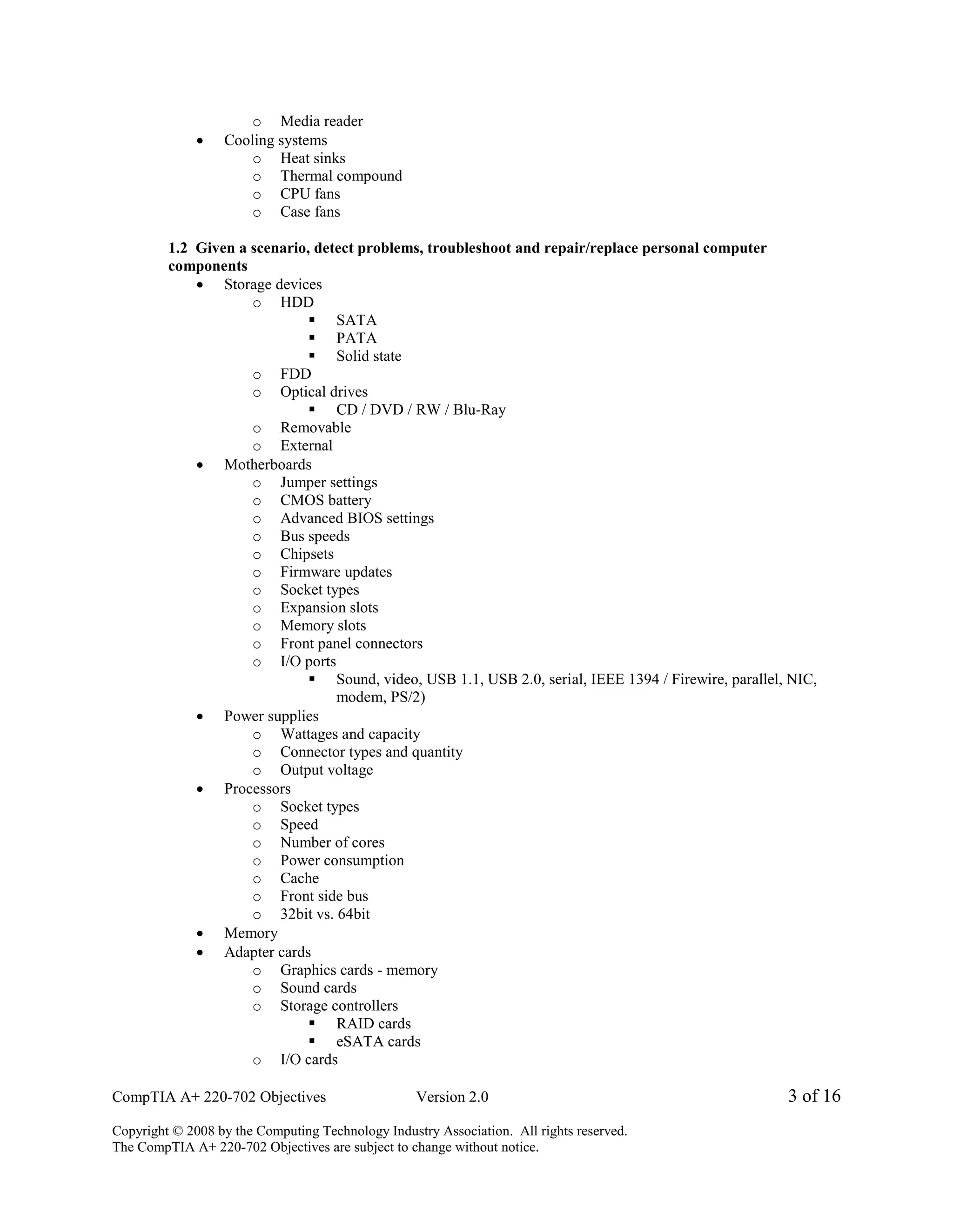 CompTIA A+ practical objectives | PDF